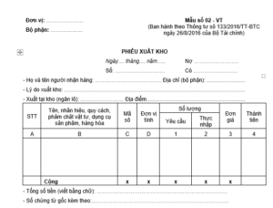 Mẫu Phiếu Xuất Kho Theo Thông Tư 133